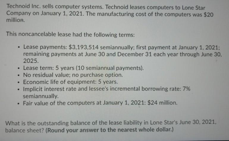 Solved Technoid Inc. sells computer systems. Technoid leases | Chegg.com
