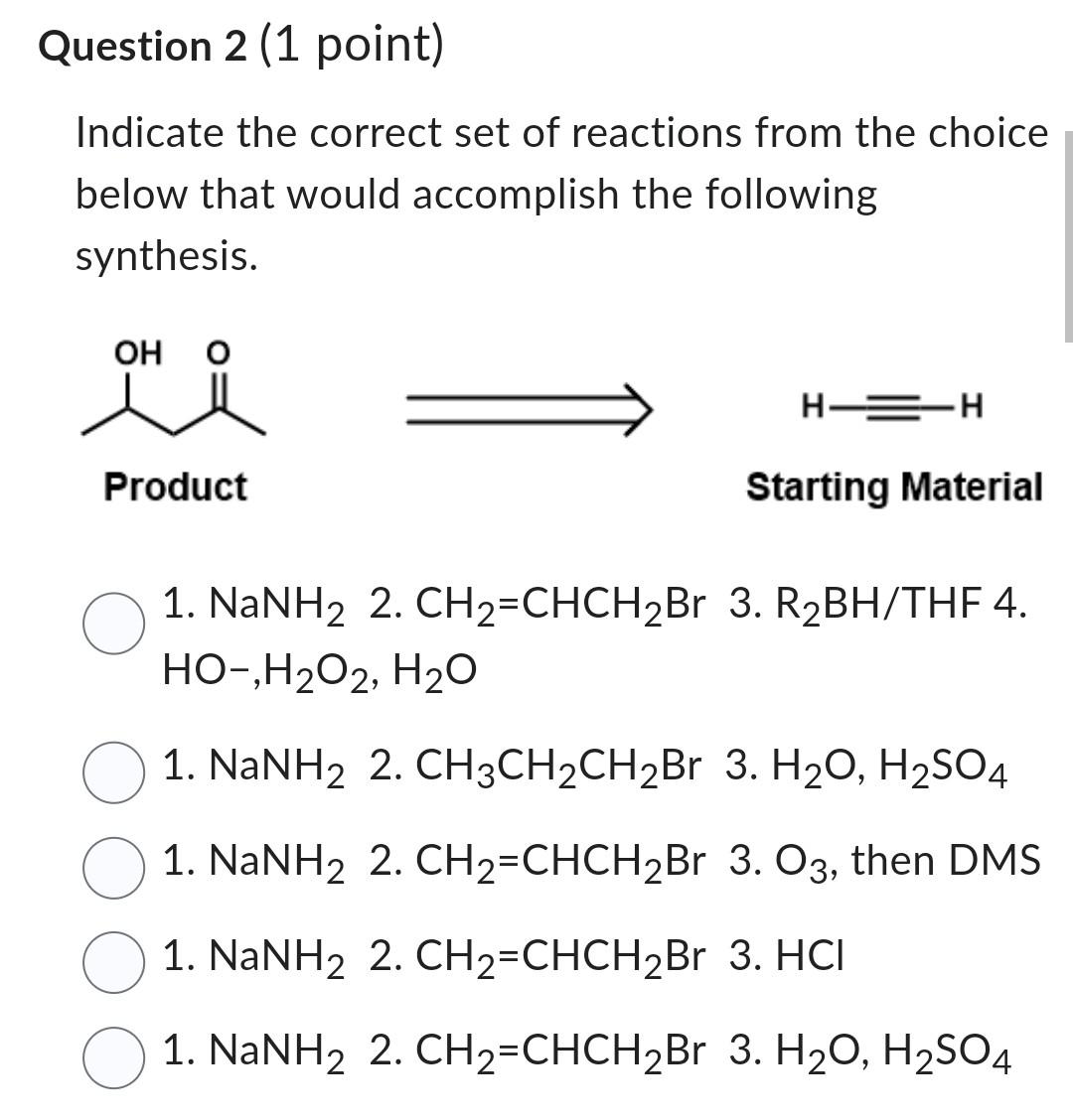 Solved Question 2 (1 point) Indicate the correct set of | Chegg.com