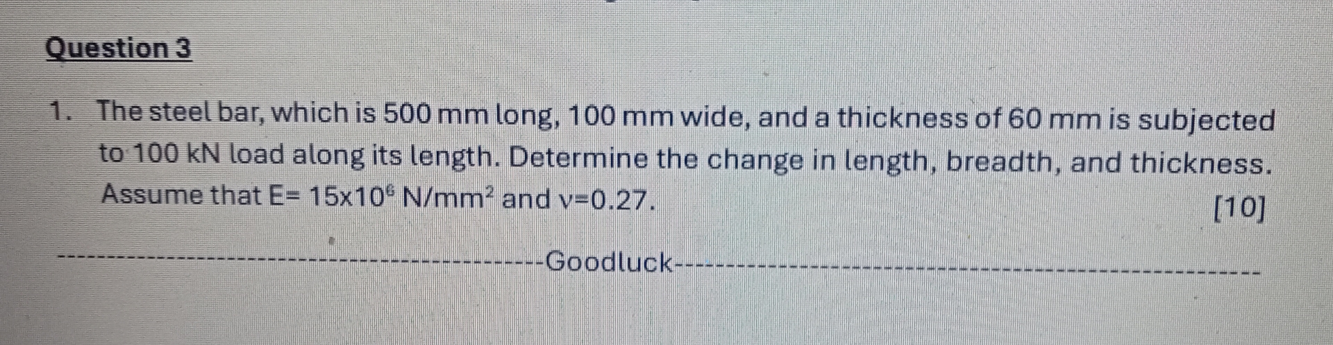 Solved Question 3The steel bar, which is 500 ﻿mm long, 100 | Chegg.com