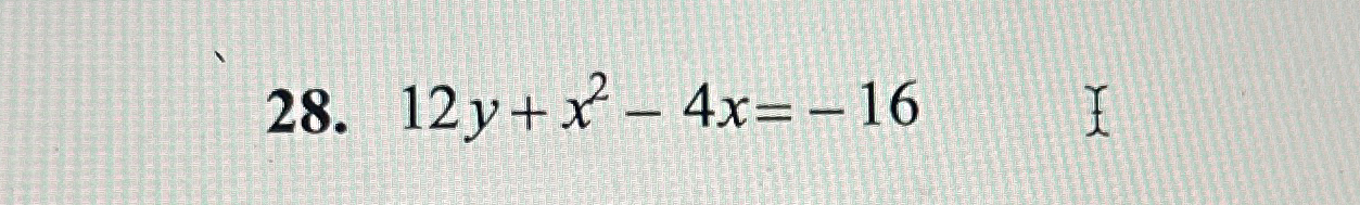 Solved 12y+x2-4x=-16 ﻿State the coordinates of the vertex | Chegg.com