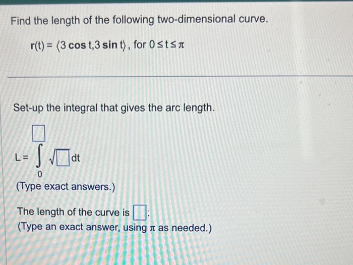 Solved Find the length of the following two-dimensional | Chegg.com