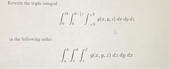Solved Rewrite the triple integral | Chegg.com