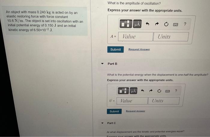Solved What is the amplitude of oscillation? An object with | Chegg.com