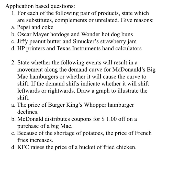 Solved Application based questions: 1. For each of the | Chegg.com