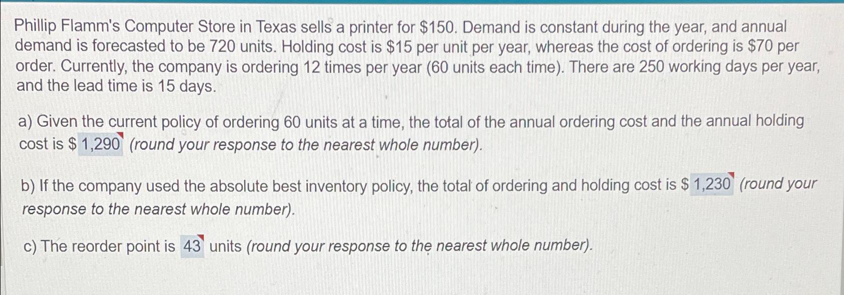 Solved Phillip Flamm's Computer Store in Texas sells a | Chegg.com