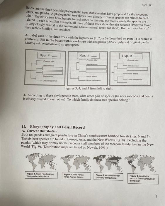 Solved C. Earth History and Historical Distrihution. BIOL | Chegg.com