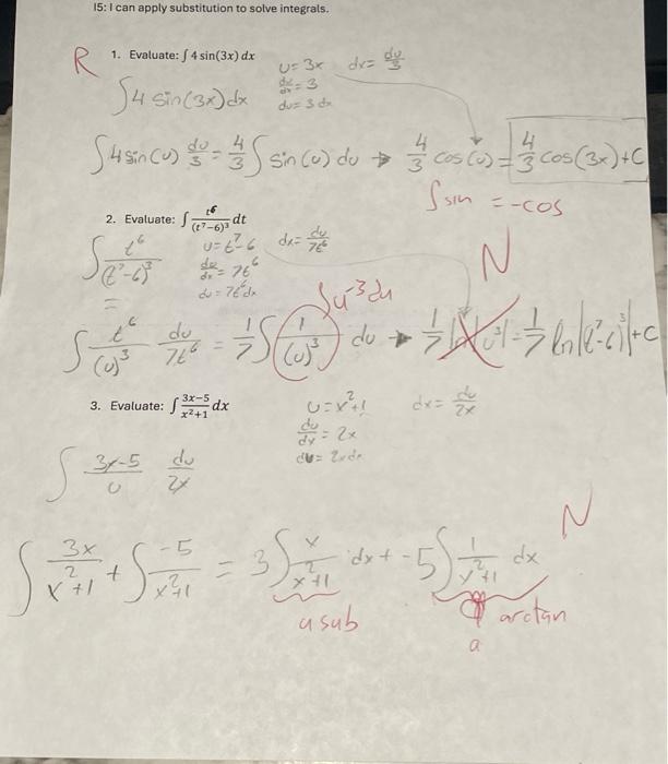 Solved can i get help solving these 3 substitution | Chegg.com