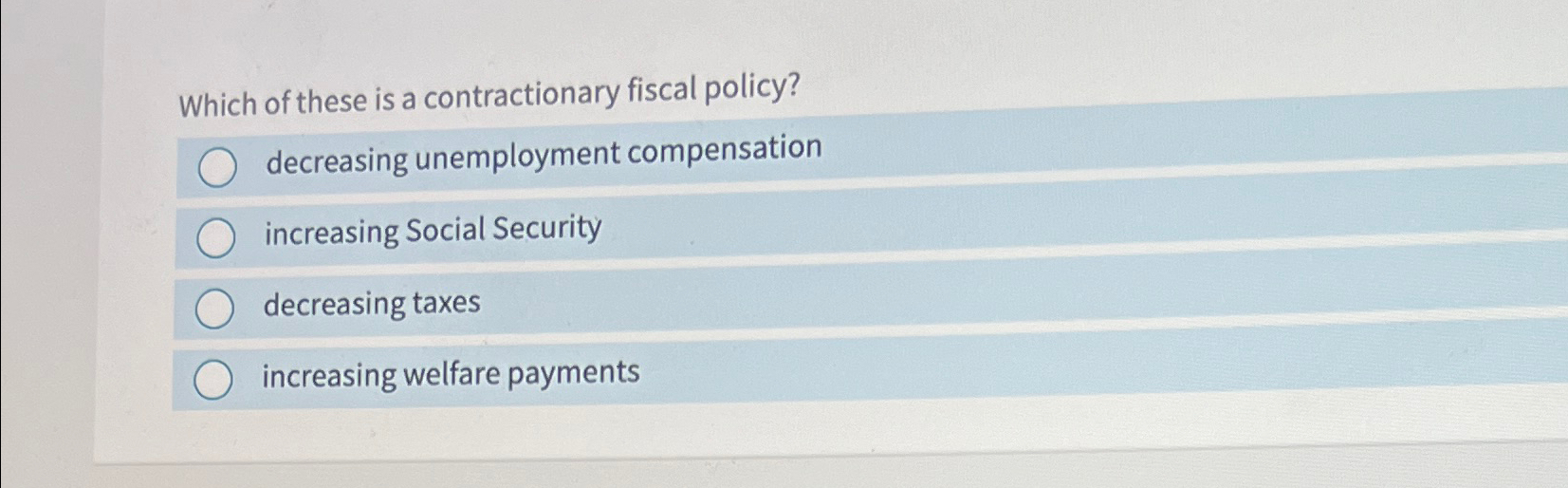 Solved Which of these is a contractionary fiscal | Chegg.com