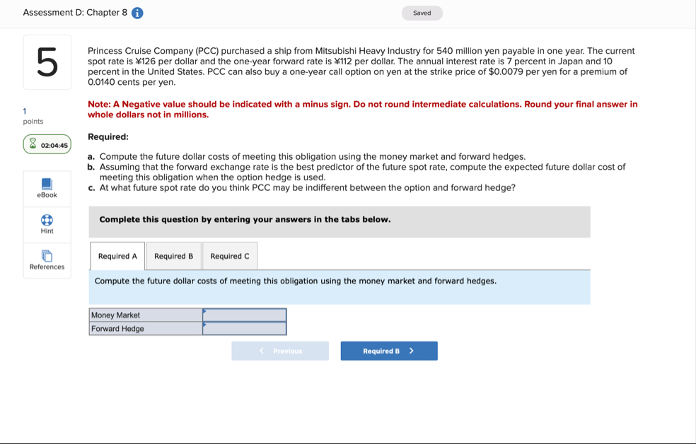 Solved Assessment D: Chapter 8 ﻿i51points02:04:45a. ﻿Compute | Chegg.com
