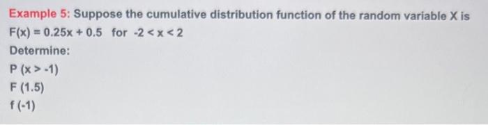 Solved Example 5: Suppose the cumulative distribution | Chegg.com