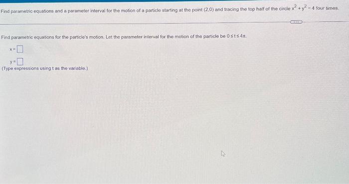 Solved Find Parametric Equations And A Parameter Interval