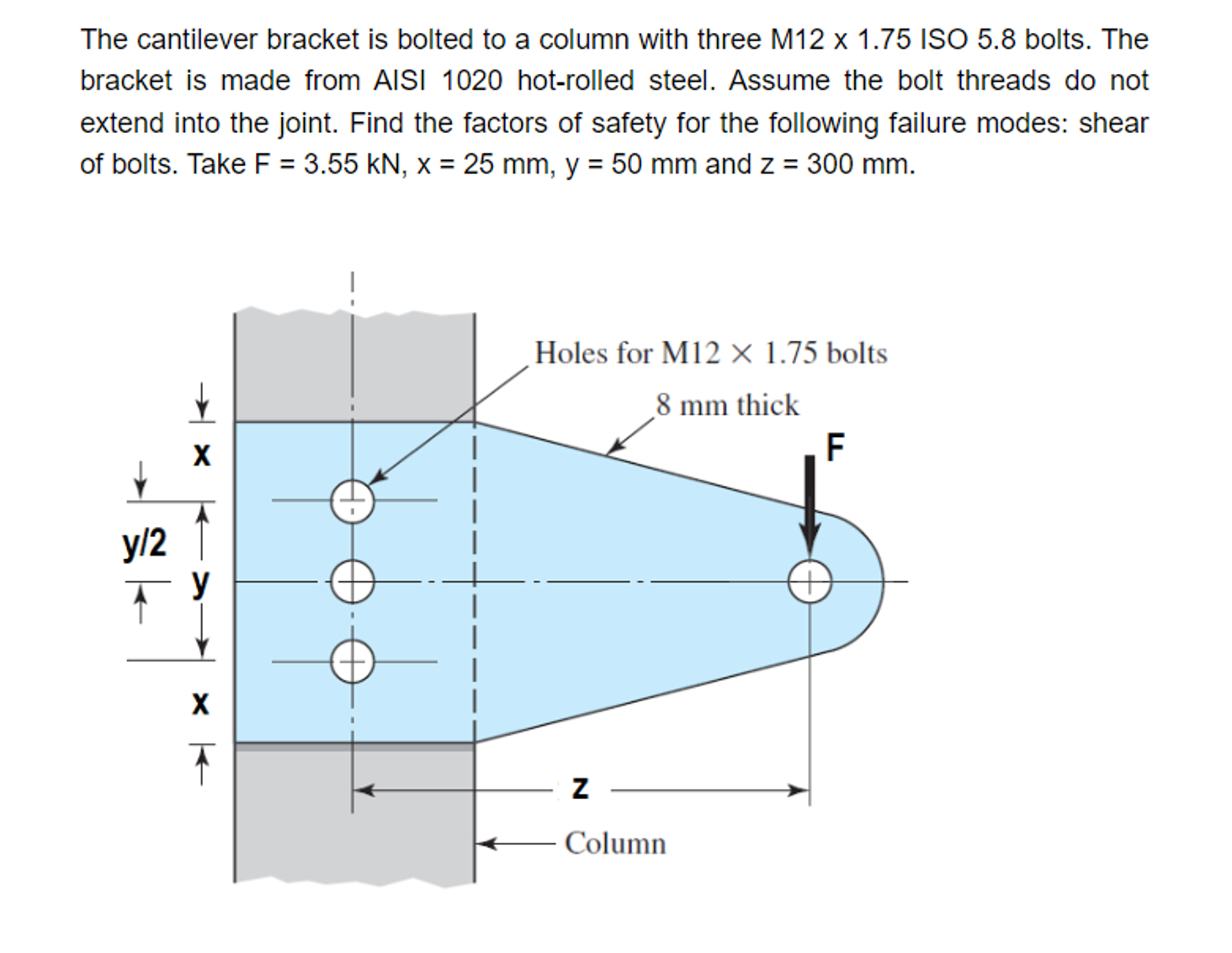 Solved The cantilever bracket is bolted to a column with | Chegg.com
