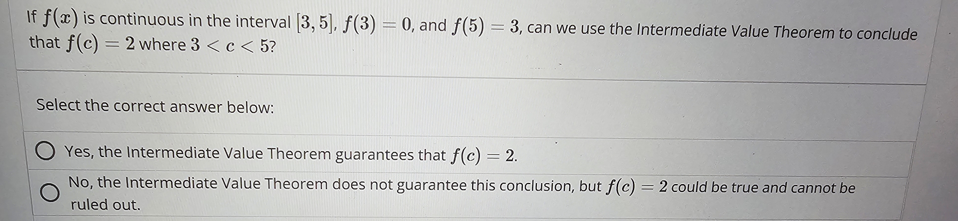 Solved If f(x) ﻿is continuous in the interval [3,5],f(3)=0, | Chegg.com
