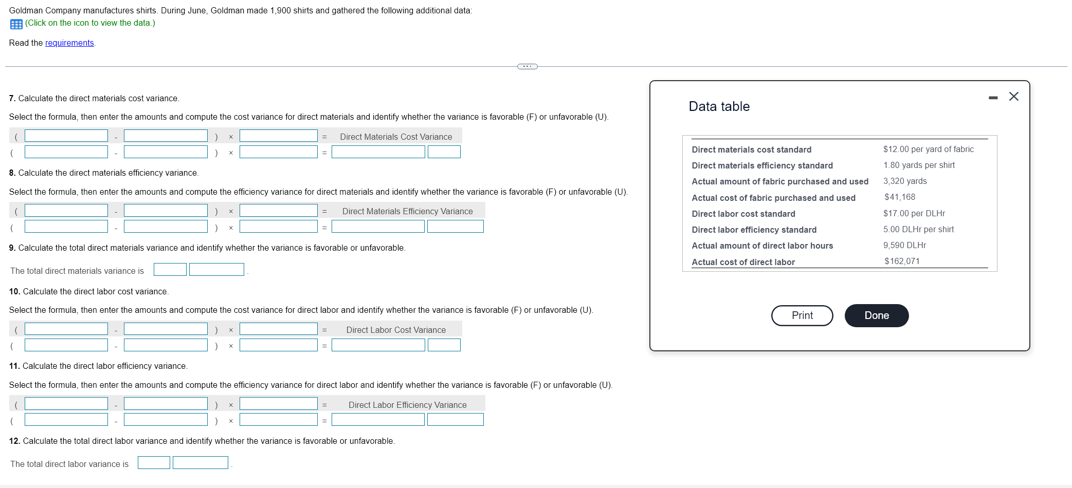 Solved Read the requirements.Calculate the direct materials | Chegg.com