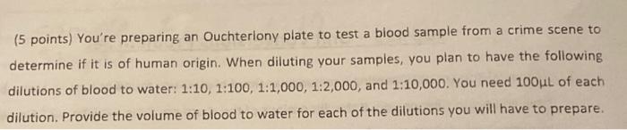 Solved (5 points) You're preparing an Ouchterlony plate to | Chegg.com
