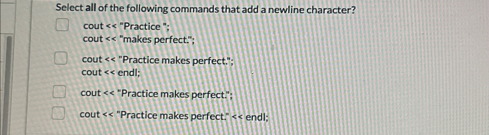 Solved Select all of the following commands that add a | Chegg.com