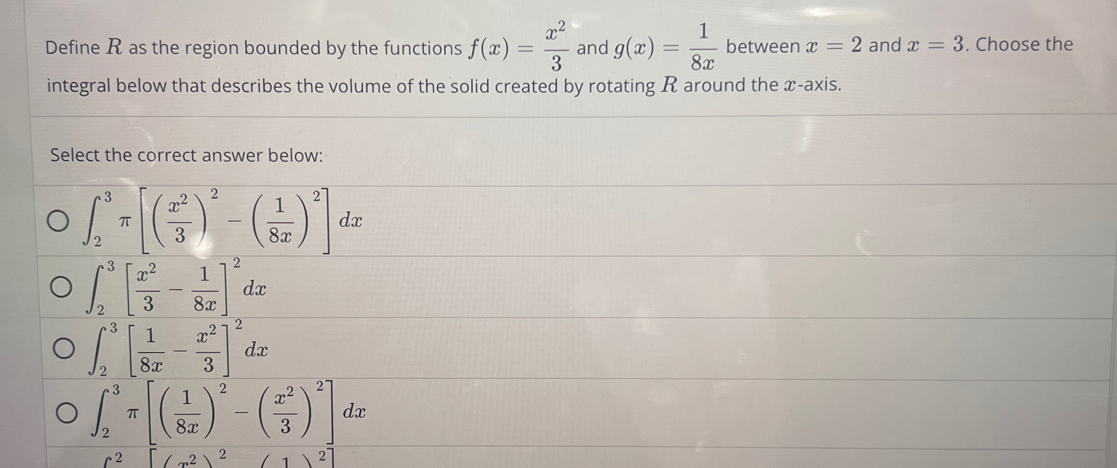 Solved Define R ﻿as the region bounded by the functions | Chegg.com