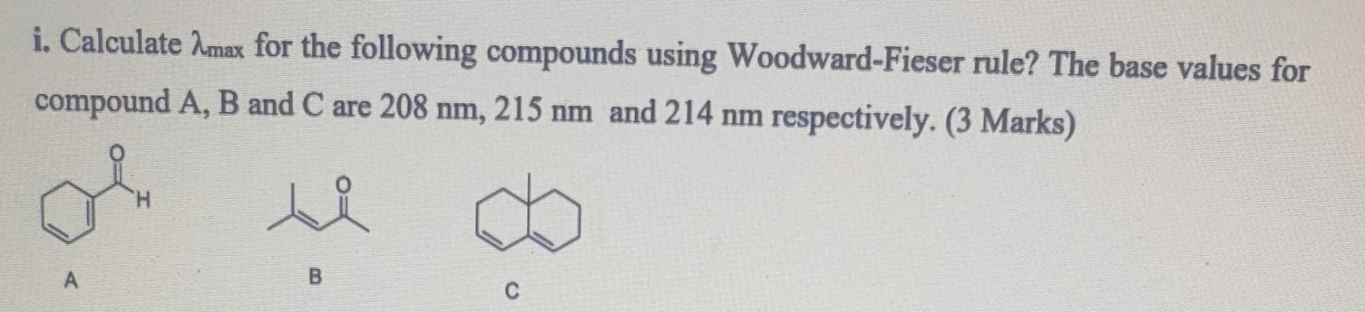 Solved i. Calculate Amax for the following compounds using | Chegg.com