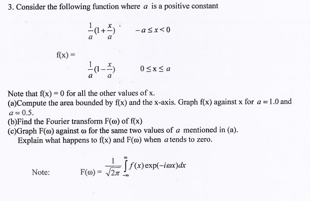 Solved Consider the following function where a ﻿is a | Chegg.com