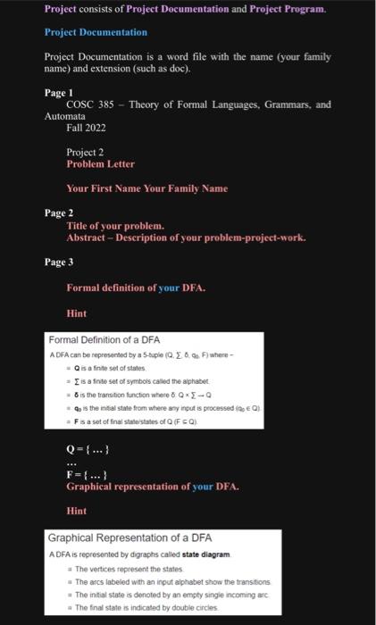 Solved Project consists of Project Documentation and Project | Chegg.com