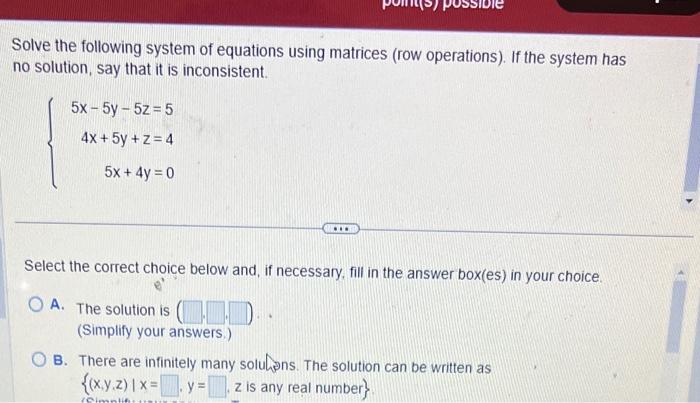 Solved Solve the following system of equations using | Chegg.com