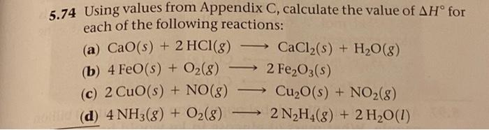 Solved 74 Using Values From Appendix C Calculate The Value 6552