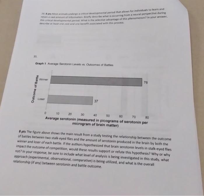 Solved If s pts Most animats undergo a critical | Chegg.com
