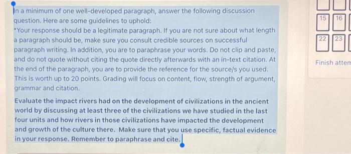 In a minimum of one well-developed paragraph, answer | Chegg.com