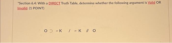*Section 6.4: With a DIRECT Truth Table, determine | Chegg.com