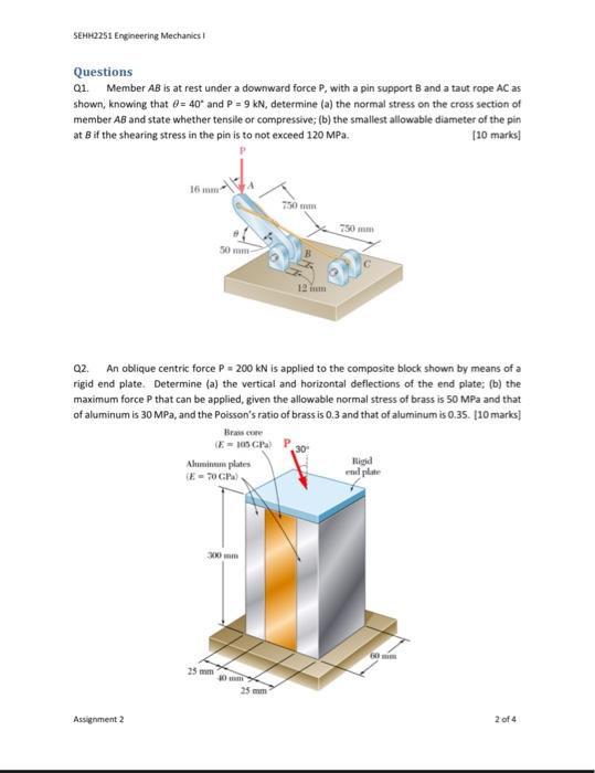 Solved SEHH2251 Engineering Mechanics! Questions Q1. Member | Chegg.com