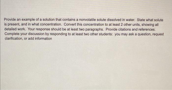 Solved Provide an example of a solution that contains a | Chegg.com