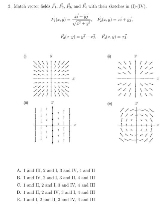 Solved 3. Match vector fields F1, F2, Fs, and És with their | Chegg.com
