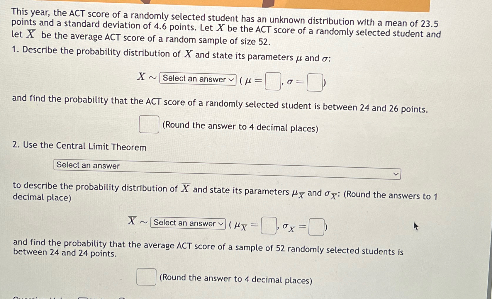 Solved This year, the ACT score of a randomly selected | Chegg.com