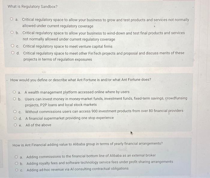 Solved What is Regulatory Sandbox? a. Critical regulatory | Chegg.com