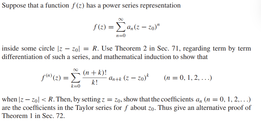 Solved Suppose that a function f(z) ﻿has a power series | Chegg.com