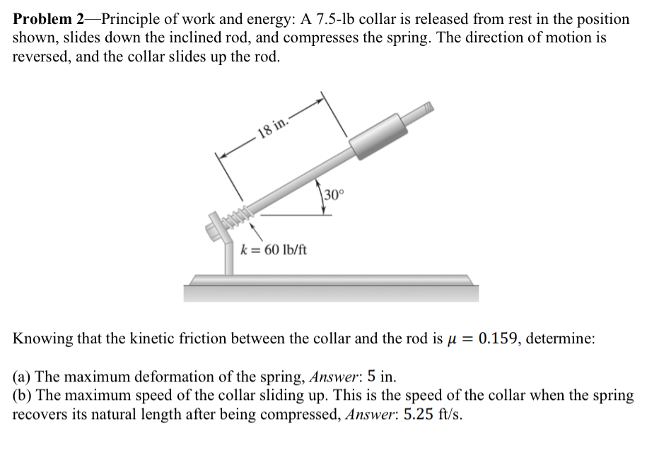 Solved Problem 2-Principle of work and energy: A 7.5-lb | Chegg.com