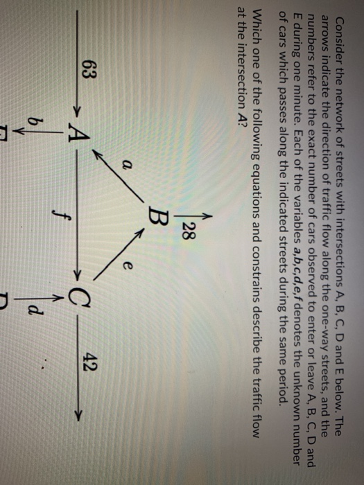 Solved Consider the network of streets with intersections A, | Chegg.com