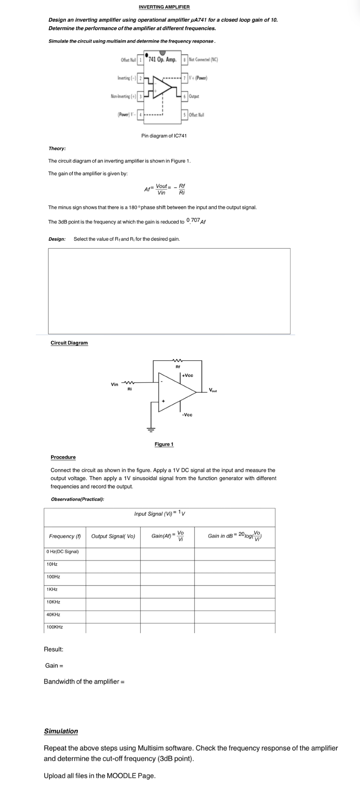 Solved Design an inverting amplifier using operational | Chegg.com