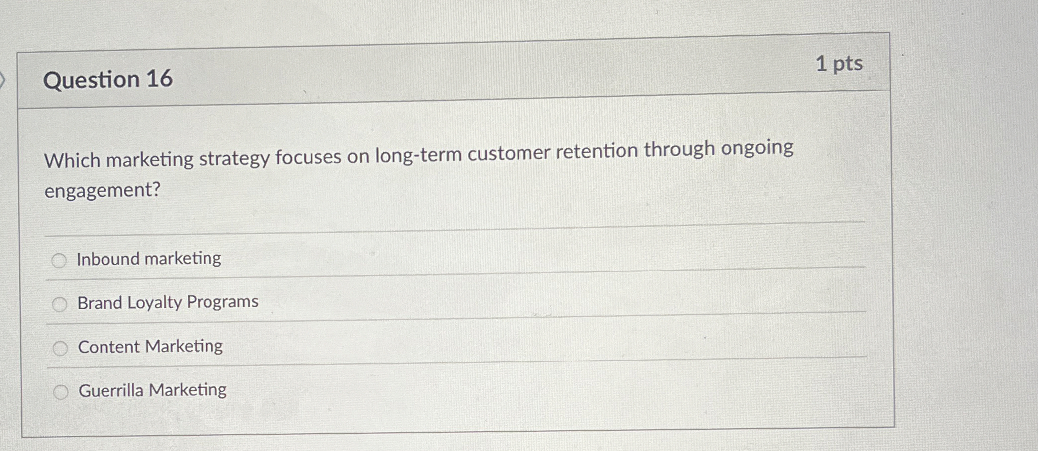 Solved Question 161 ﻿ptsWhich marketing strategy focuses on | Chegg.com