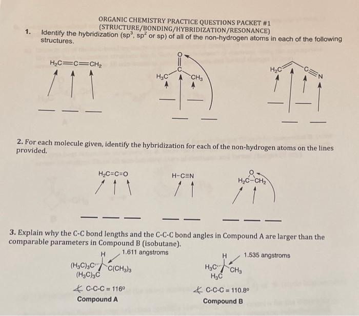 Solved ORGANIC CHEMISTRY PRACTICE QUESTIONS PACKET \#1 | Chegg.com