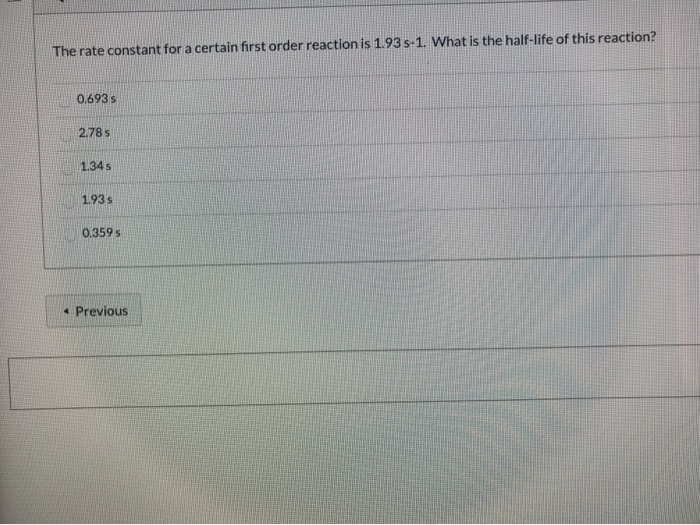 Solved The rate constant for a certain first order reaction | Chegg.com