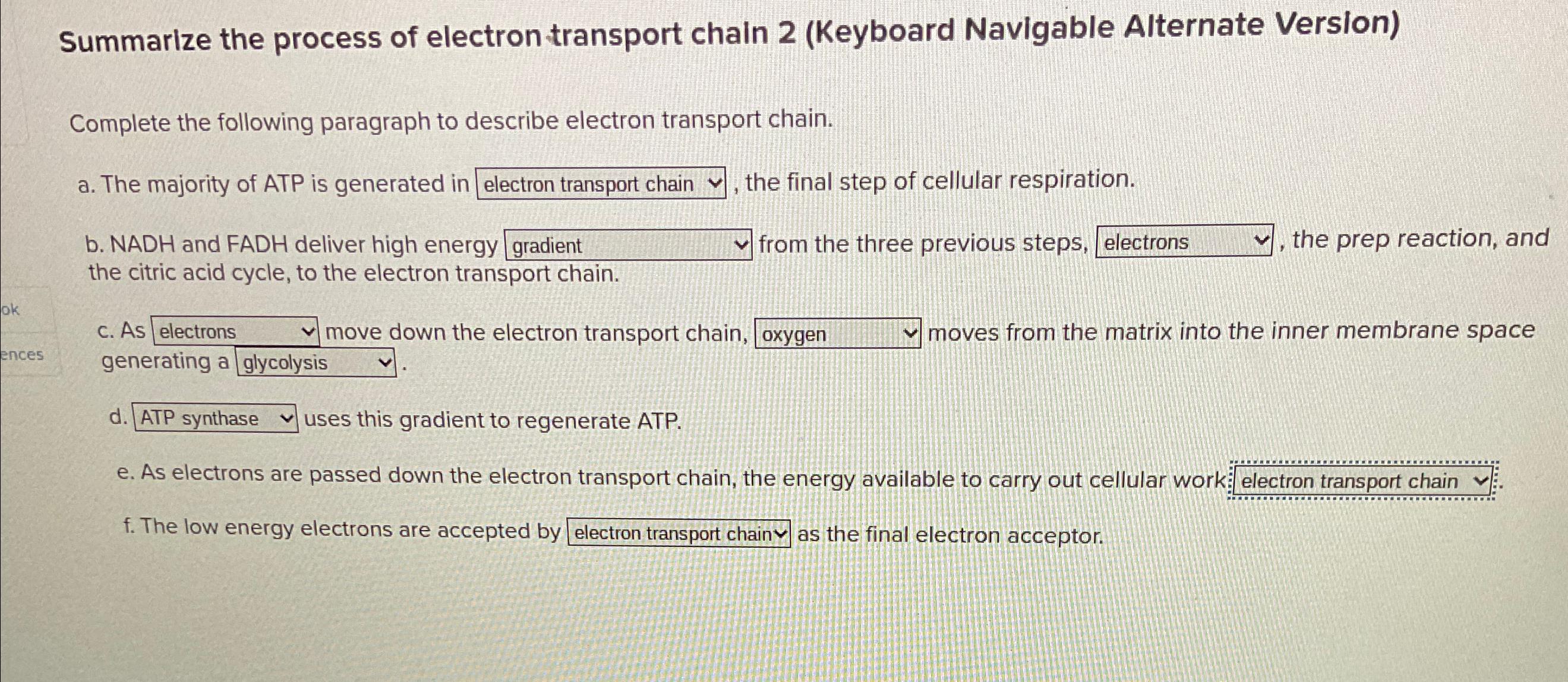 Solved Summarize the process of electron transport chain | Chegg.com