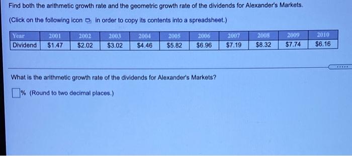 Solved Find both the arithmetic growth rate and the | Chegg.com