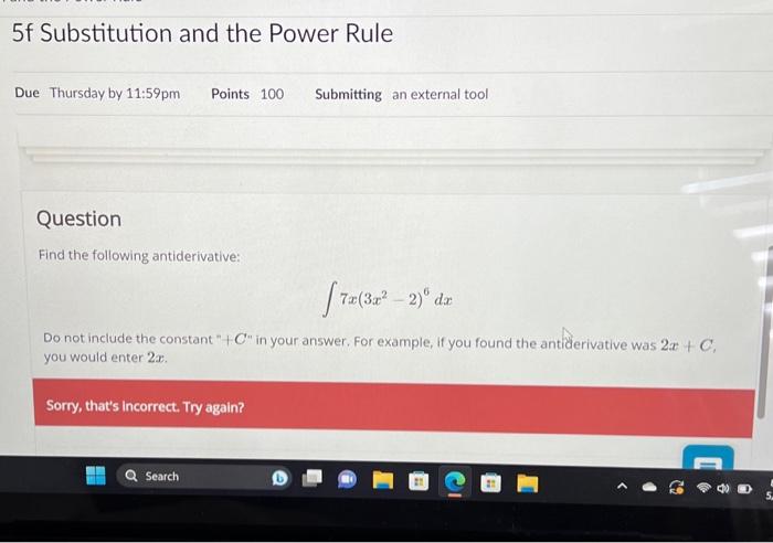 Solved 5f Substitution and the Power Rule Due Thursday by | Chegg.com