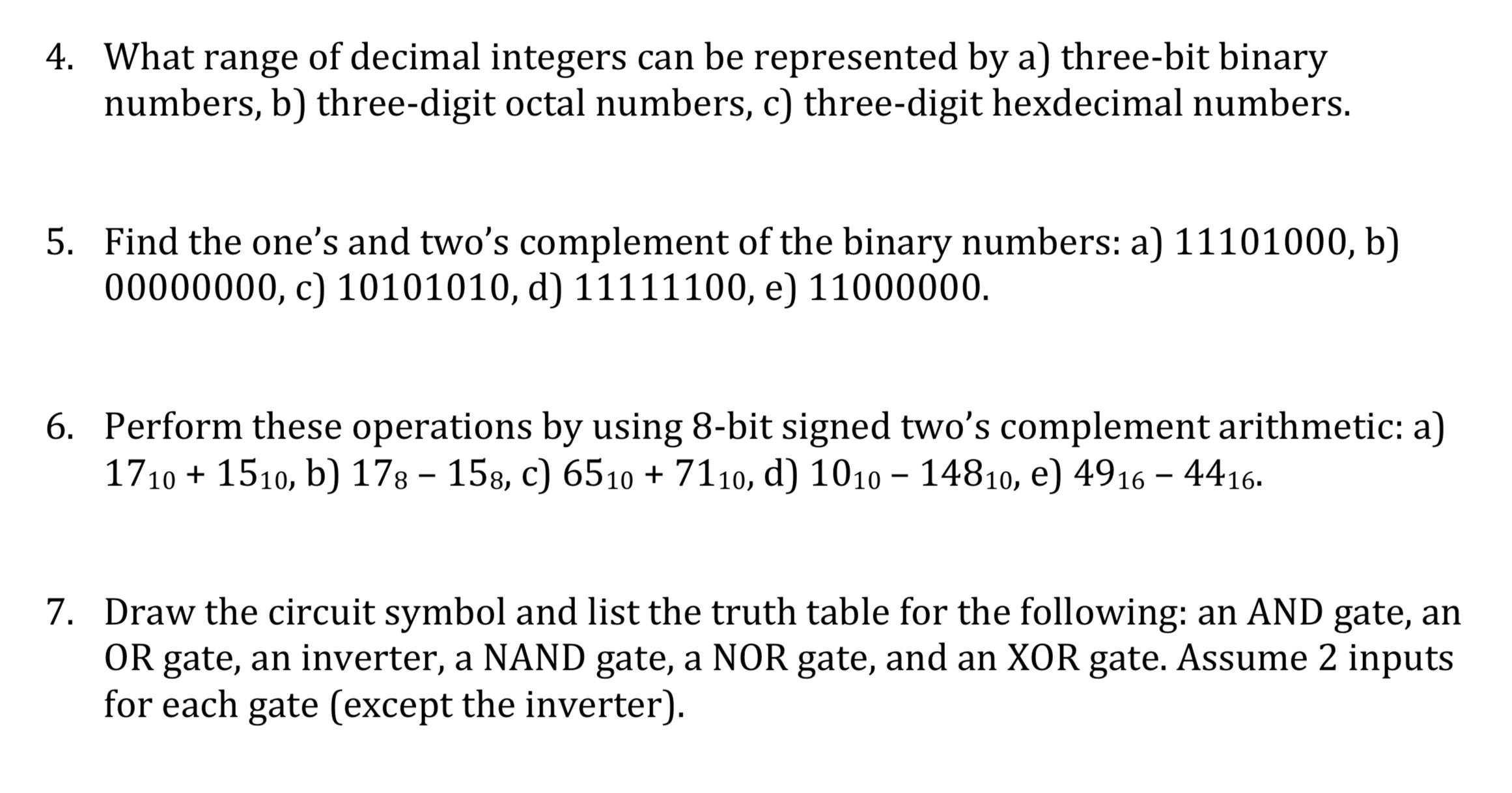Solved What range of decimal integers can be represented by | Chegg.com