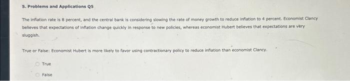 Solved 5. Problems and Applications Q5 The inflation rate is | Chegg.com