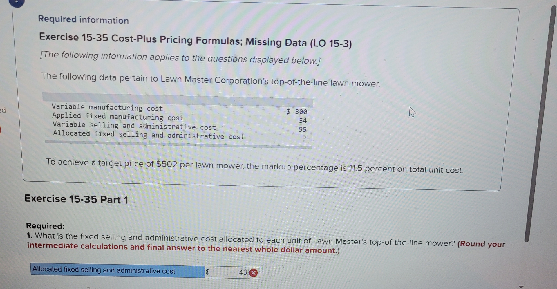 Solved Required informationExercise 15-35 ﻿Cost-Plus Pricing | Chegg.com