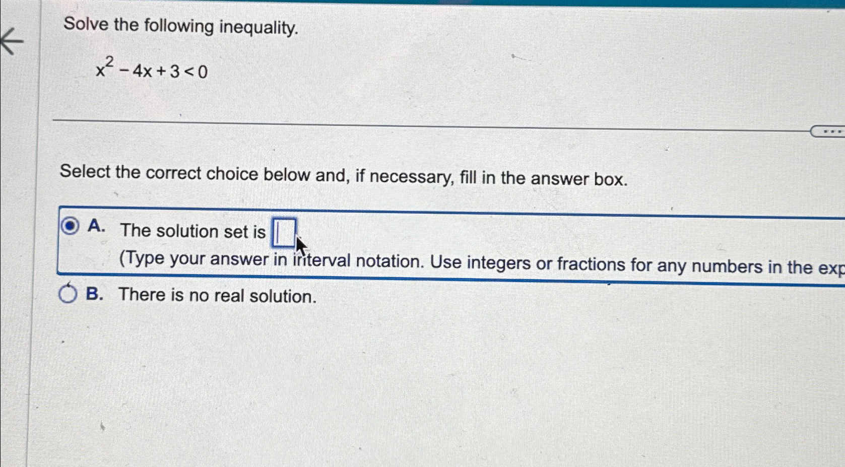 Solved Solve the following inequality.x2-4x+3