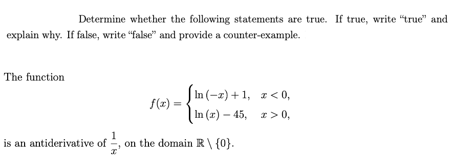 Solved Determine whether the following statement is ﻿true. | Chegg.com