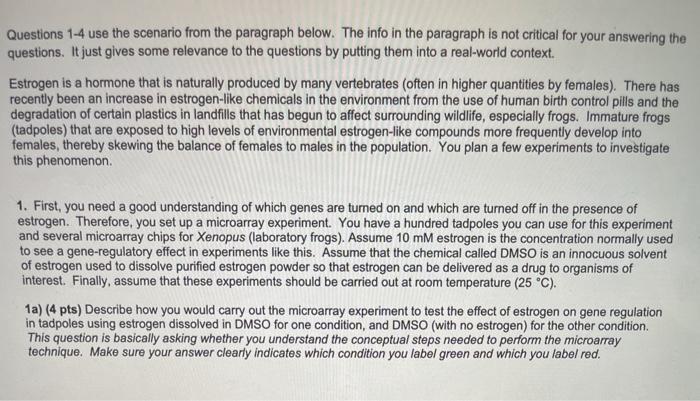 Solved Questions 1-4 use the scenario from the paragraph | Chegg.com